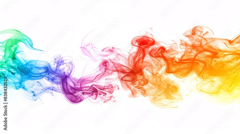 Smoke Rings Rainbow smoke, negative space, isolated on black background ...