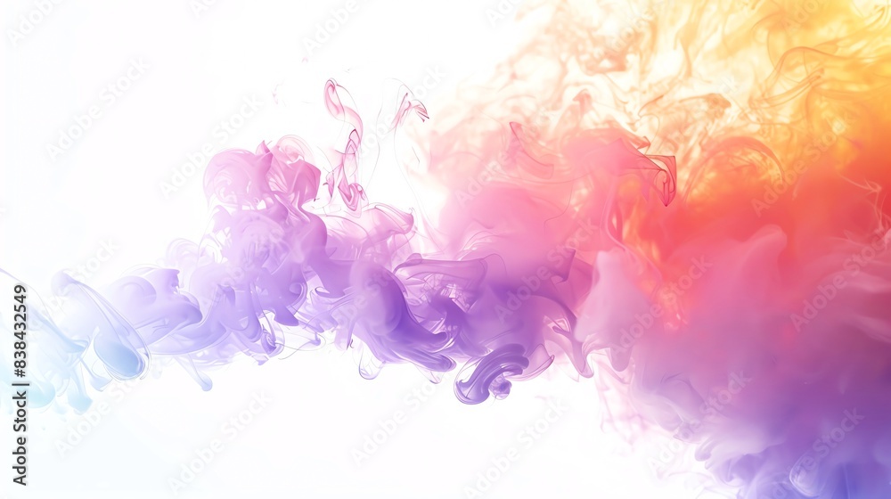 Soft Focus Rainbow smoke, negative space, isolated on black background ...
