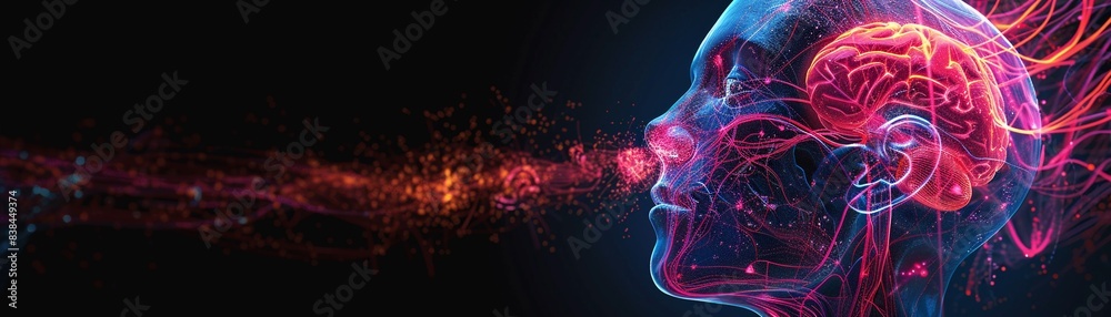 Human head anatomy with emphasis on the nervous system, medical ...