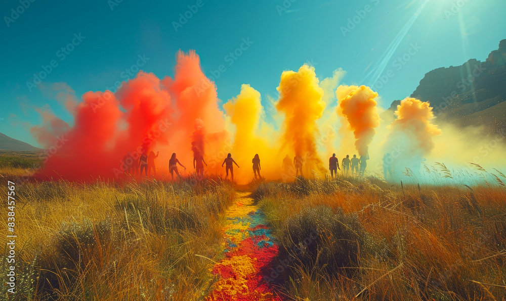 Colorful Powder Party at a South African Festival, Vibrant Celebration ...
