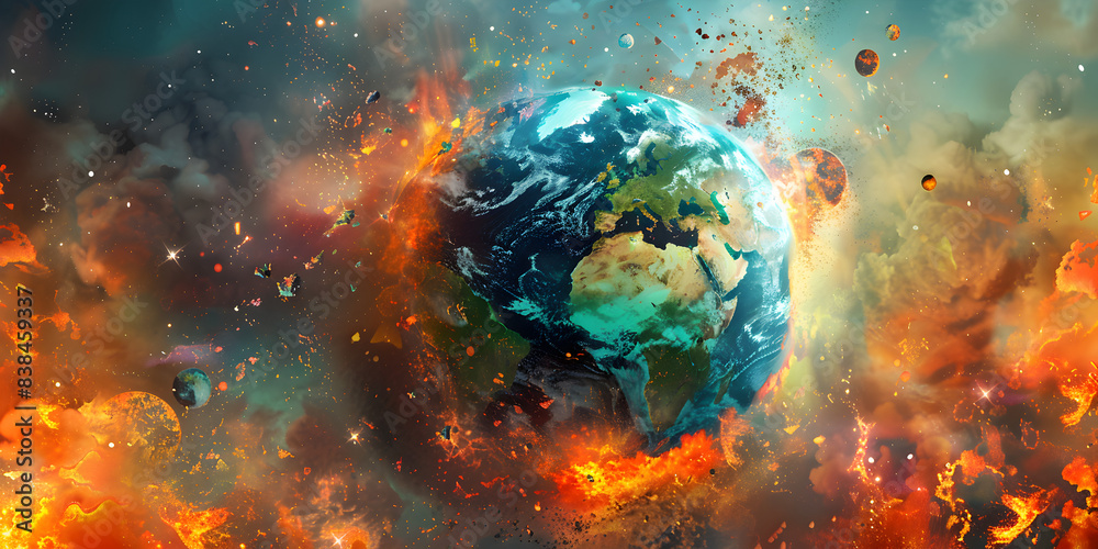 Planet Earth burning global warming concept Global warming a conceptual ...