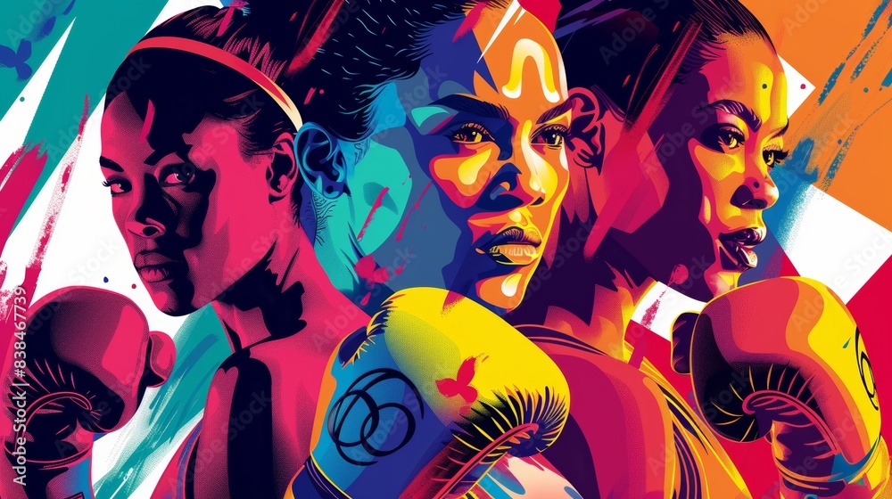 Dynamic Poster Design for Women's Olympic Boxing Finals Featuring ...