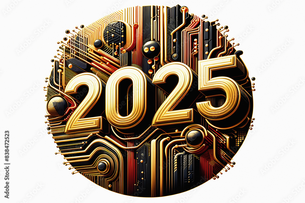 2025 New Year Futuristic 2025 Neon Sign, Cyberpunk Year 2025 Concept ...