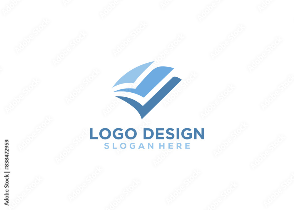 Check mark tick book vector logo design template Stock Vector | Adobe Stock