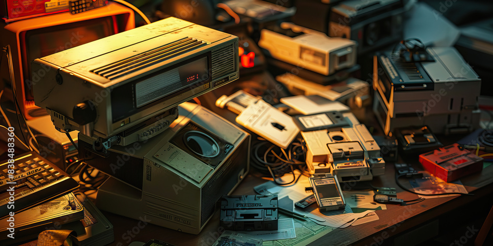 The Flickering Shadows of the Future: A desk with a vintage overhead ...