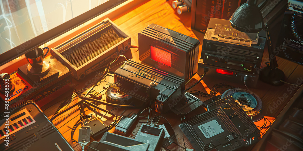 The Flickering Shadows of the Future: A desk with a vintage overhead ...