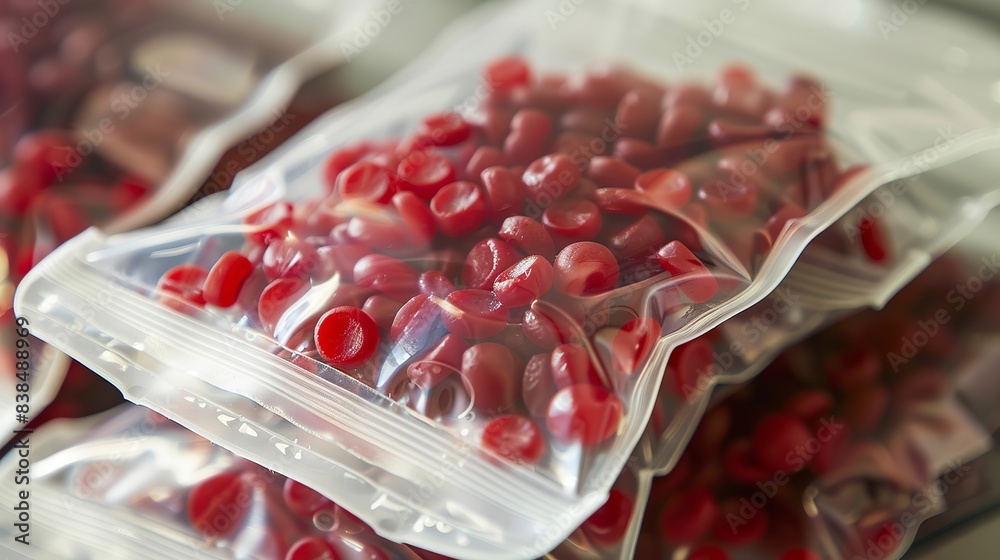 Red blood cells in a transfusion bag for patients with rare blood types ...