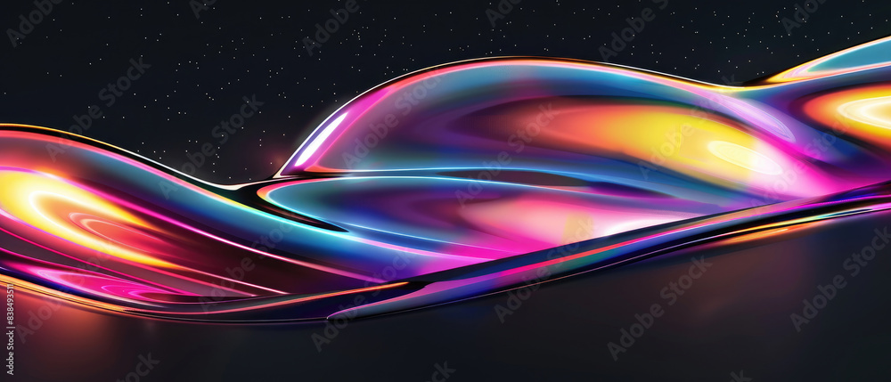 Simple bright rainbow colored futuristic shapes with smooth curves and ...