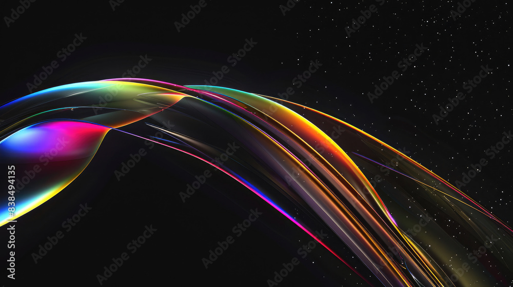 Simple bright rainbow colored futuristic shapes with smooth curves and ...