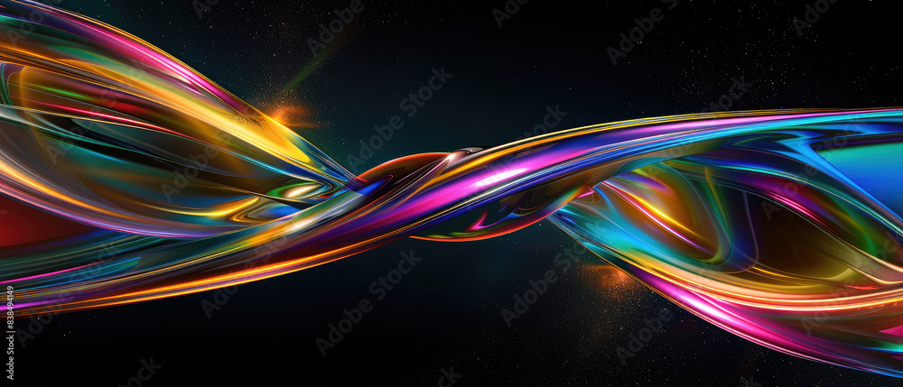 Simple bright rainbow colored futuristic shapes with smooth curves and ...