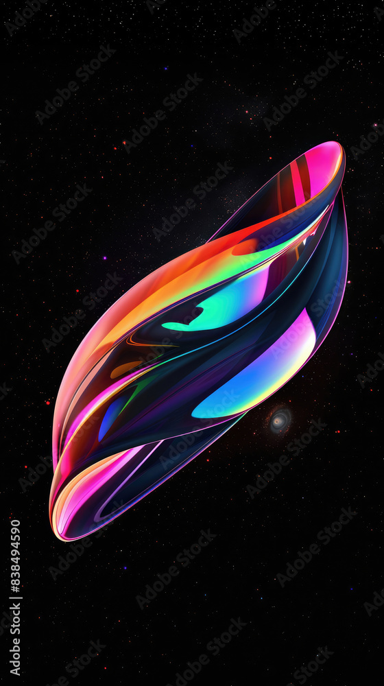 Simple bright rainbow colored futuristic shapes with smooth curves and ...