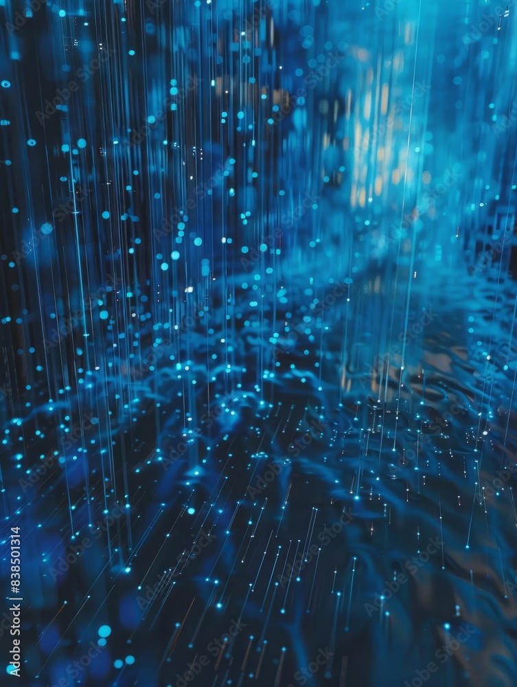 Foto de abstract blue matrix digital cyberspace background 3d render illustration, Abstract blue ...