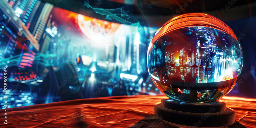 The Crystal Baller: A shiny crystal ball resting on a velvet stand ...