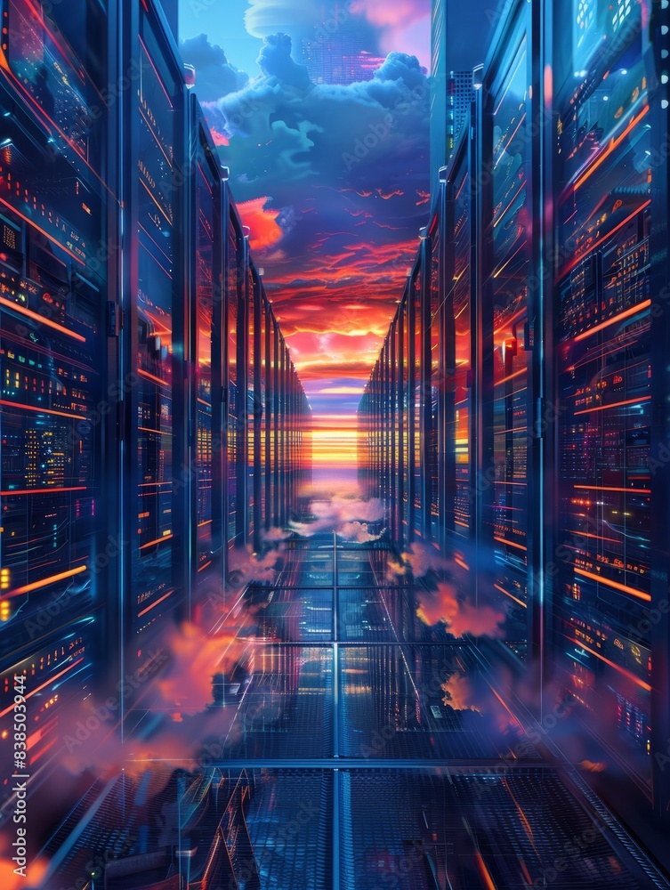 infrastructure cloud tech background illustration scalability ...