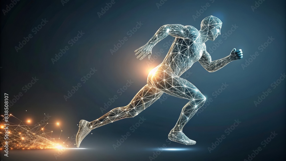 Abstract running human form with light effects - This image depicts a ...