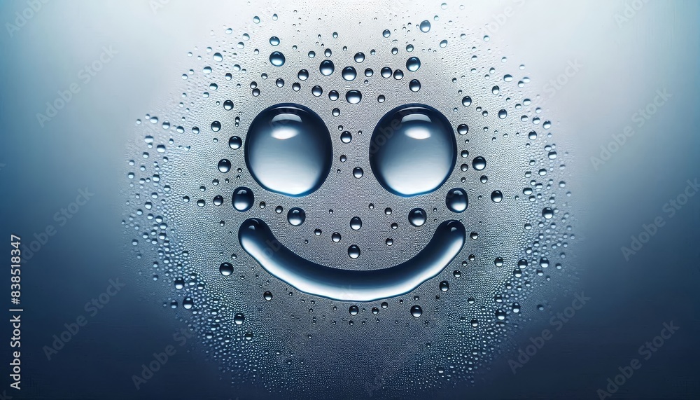 Smiley face drawn on misted window - A playful smiley face with eyes ...