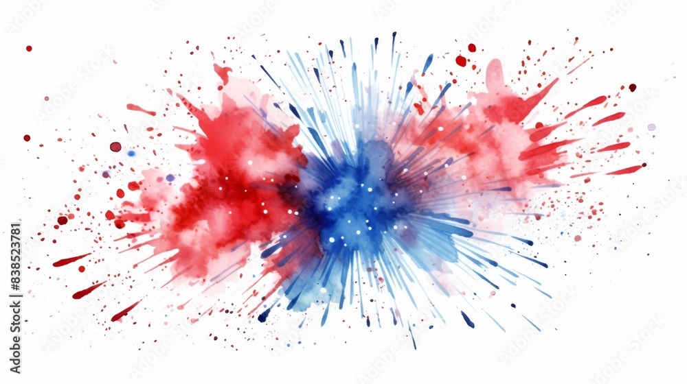 watercolor illustration , 4th of July theme sparkle or fireworks ...