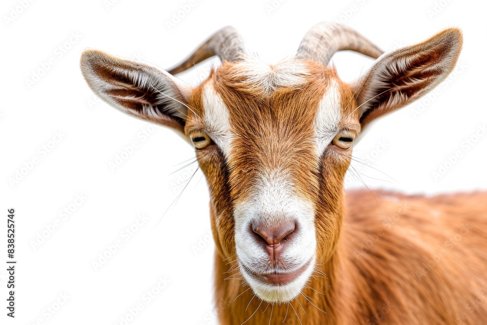 Mystic portrait of Toggenburg Goat, copy space on right side, Anger ...