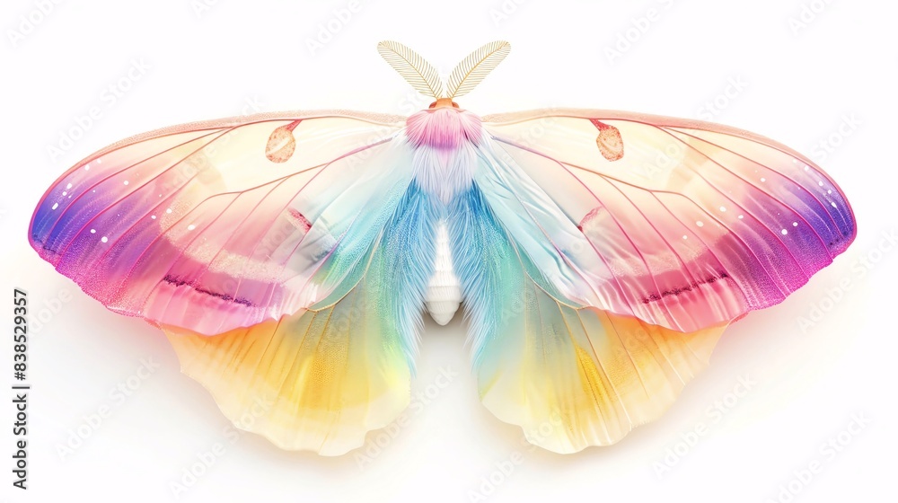Pale Tussock Moth in a stunning rainbow gradient with wings spread ...