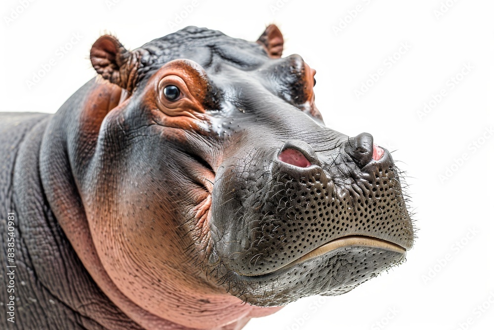 Mystic portrait of Pygmy Hippopotamus studio, copy space on right side ...