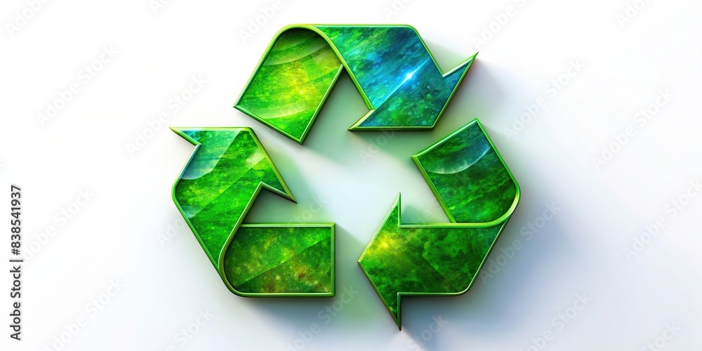 Vibrant green recycling symbol with colorful accents , eco-friendly ...