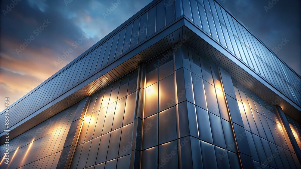 Closeup texture of metal cladding on a modern building facade, metal ...