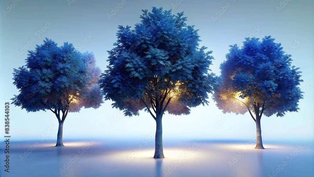 Three Canadian poplar trees isolated on white background for graphic ...