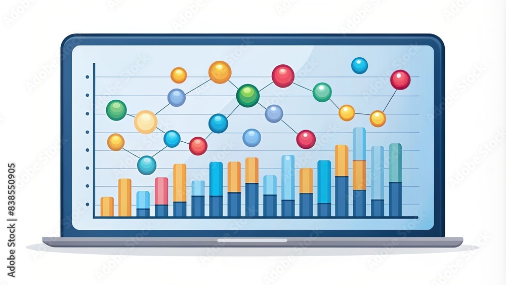 Isolated icon of a statistics dashboard with a bubble chart for machine ...