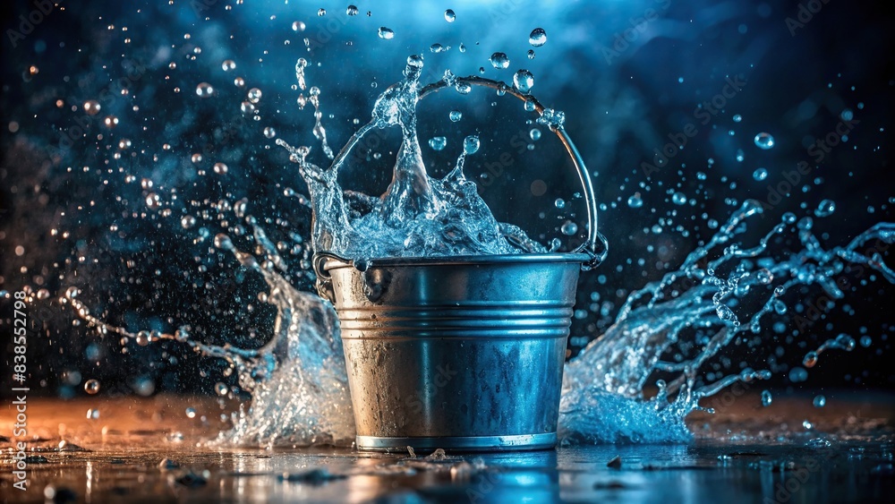 Water splashing into a bucket , pouring, water, splash, bucket, liquid ...