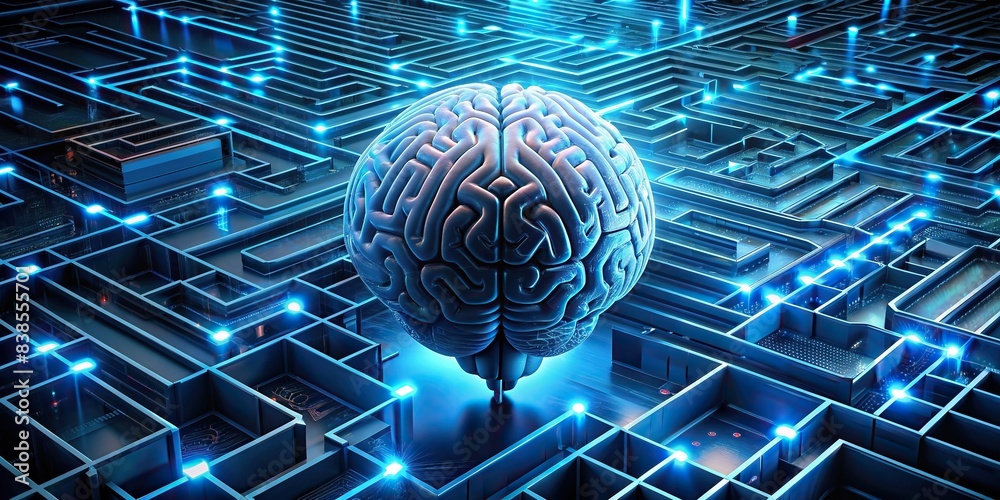 Futuristic brain maze with cybernetic intelligence, generated by AI ...