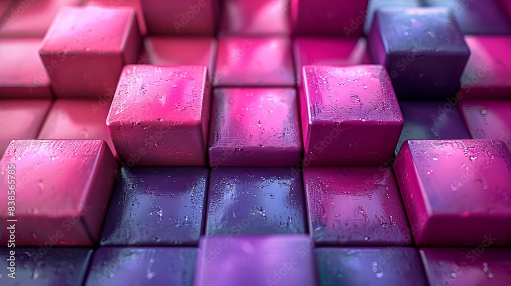 3D illustration featuring a pattern of pink and purple cubes Stock ...