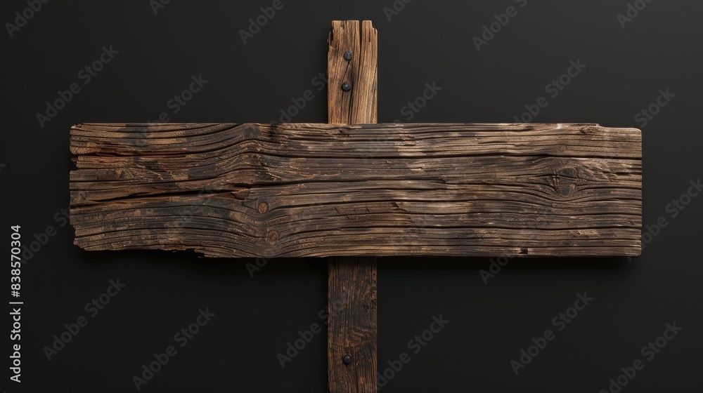 3D render of an old wooden sign. A simple wooden sign with rough edges ...