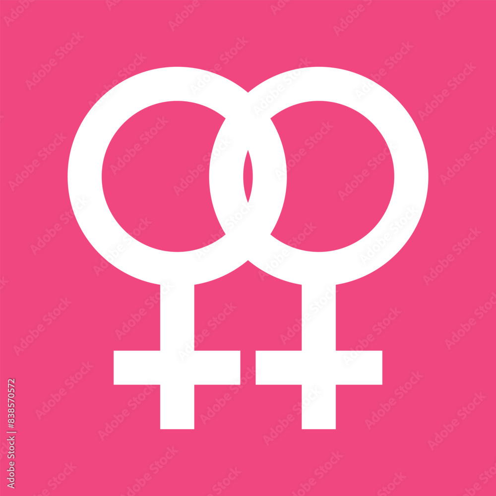 Vector gender female symbols white icon logo design on a pink ...