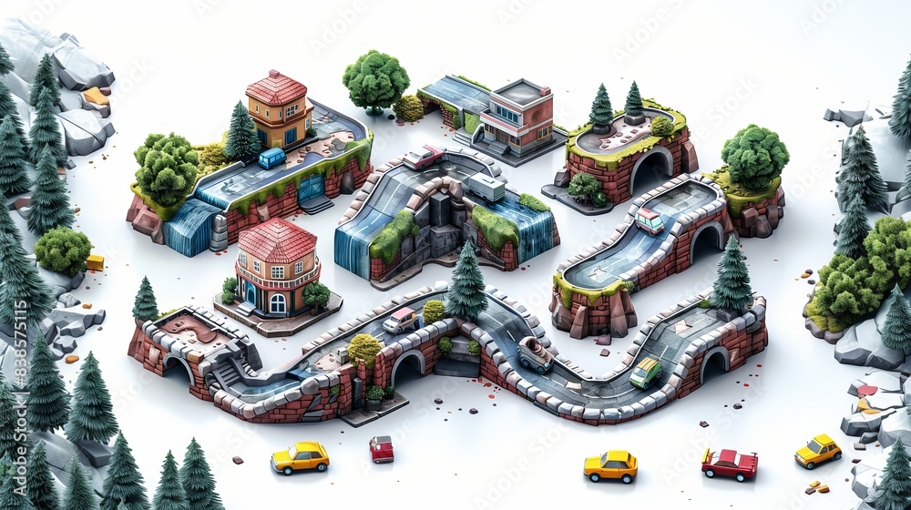 Isometric road construction element Road tiles icon Online game ...