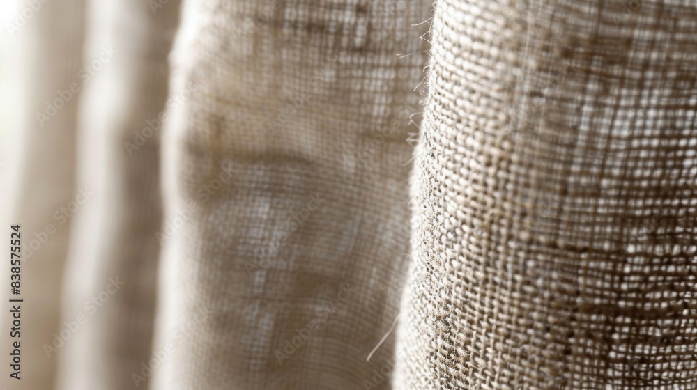 Fine Textured Weave The tightly woven texture of this linen curtain is highlighted in this ...