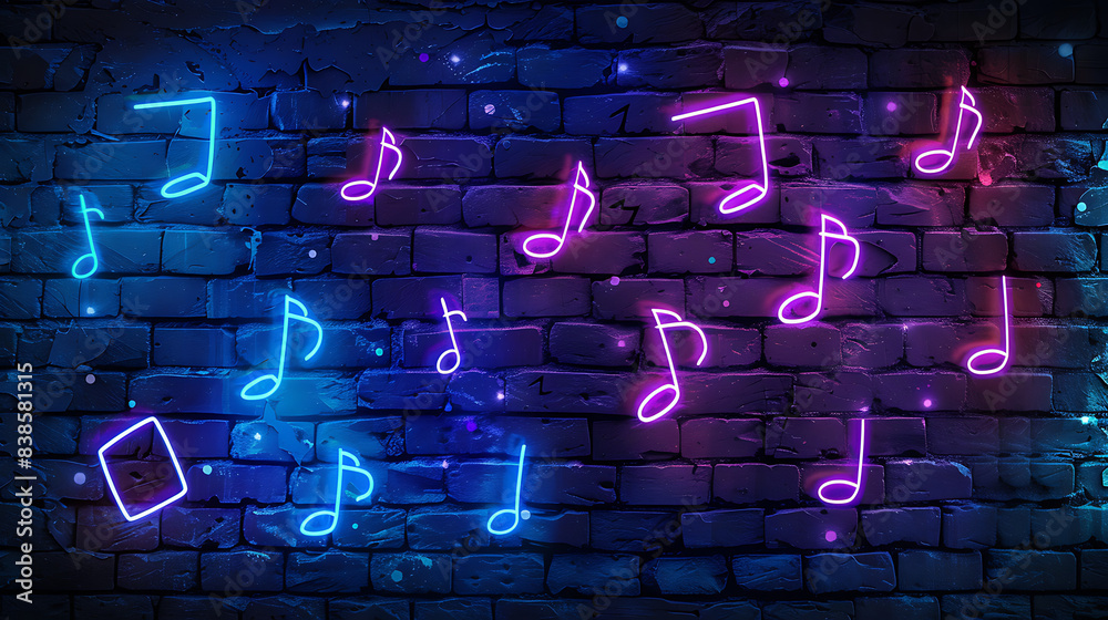 a captivating arrangement of neon lights shaped like musical notes ...