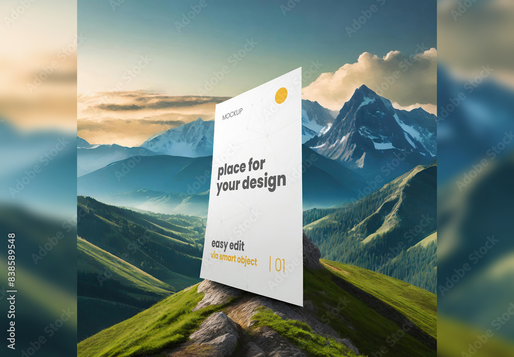 Poster Frame Mockup Stand with Nature Background 03 Generative Ai Stock ...