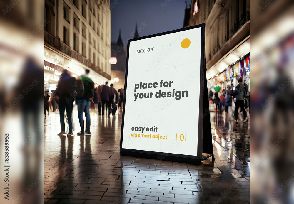 Poster Frame Mockup Sign Pedestrian Walk Road 02 Generative Ai Stock ...