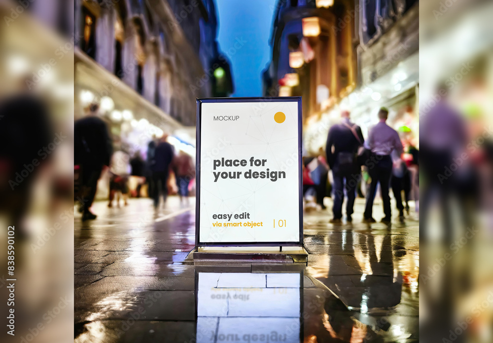 Poster Frame Mockup Sign Pedestrian Walk Road 04 Generative Ai Stock ...