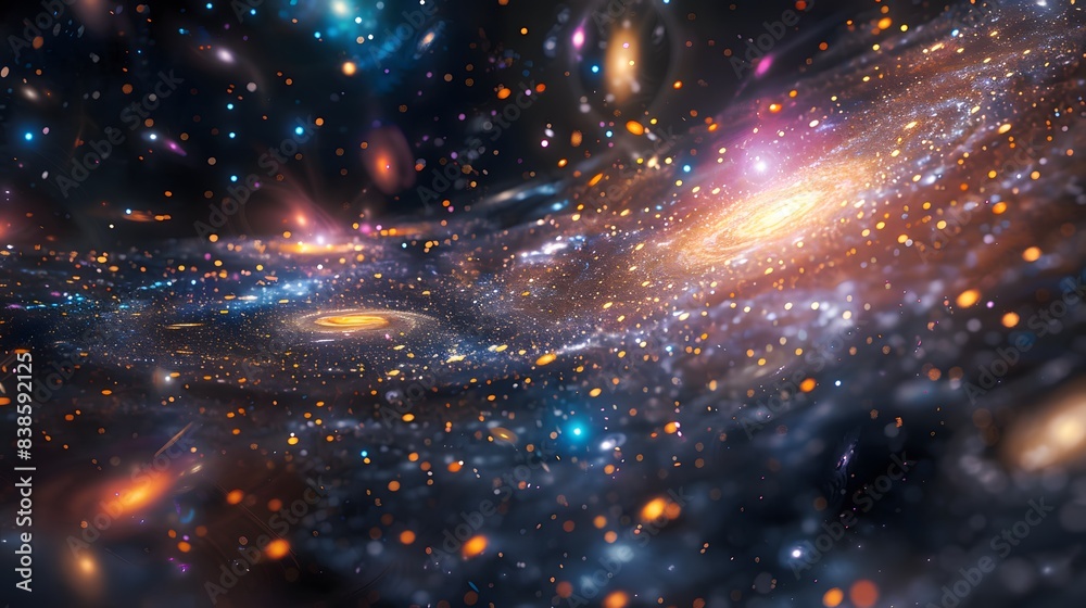 Holographic universe theory visualized with a cosmic projection mesh ...