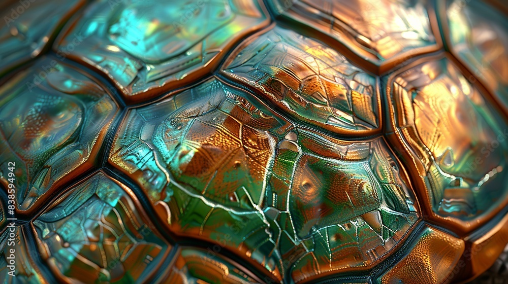 Abstract background with a close-up of a turtle's shell texture, focusing on the geometric ...
