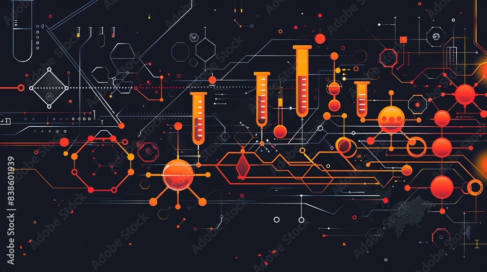 Minimalist geometric design with shapes in flat colors, detailed with ...