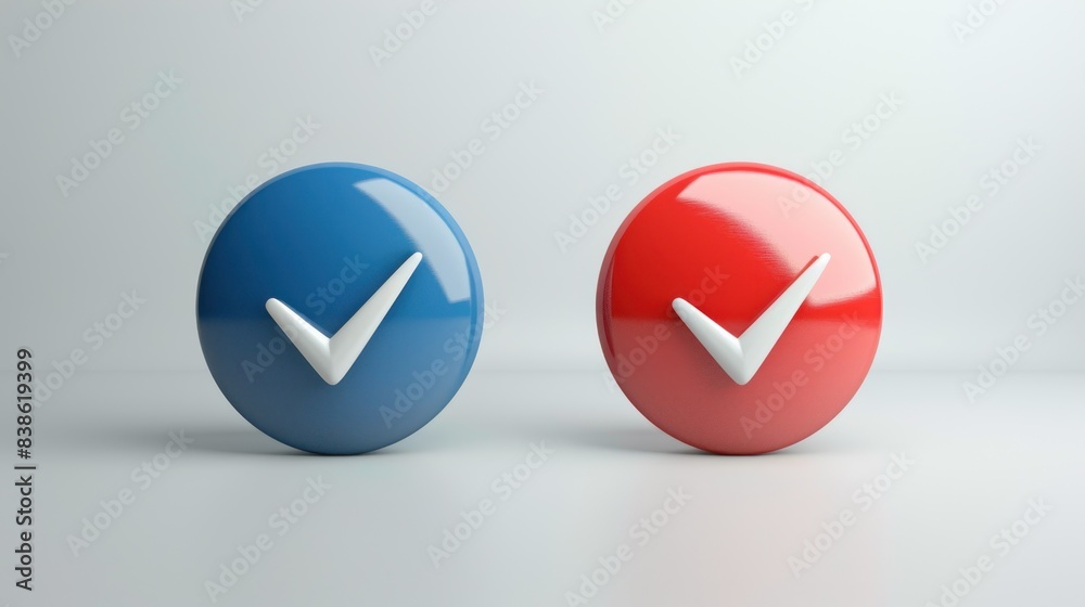 Correct and wrong check mark icon choice sign test checklist button ...