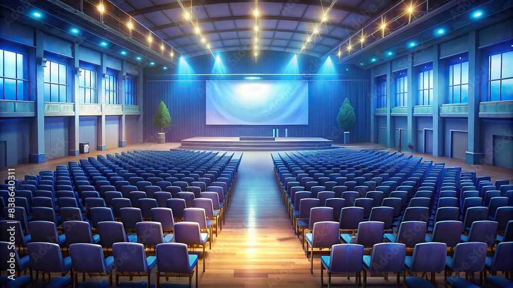 Ilustração do Stock: Modern school assembly hall, empty without ...