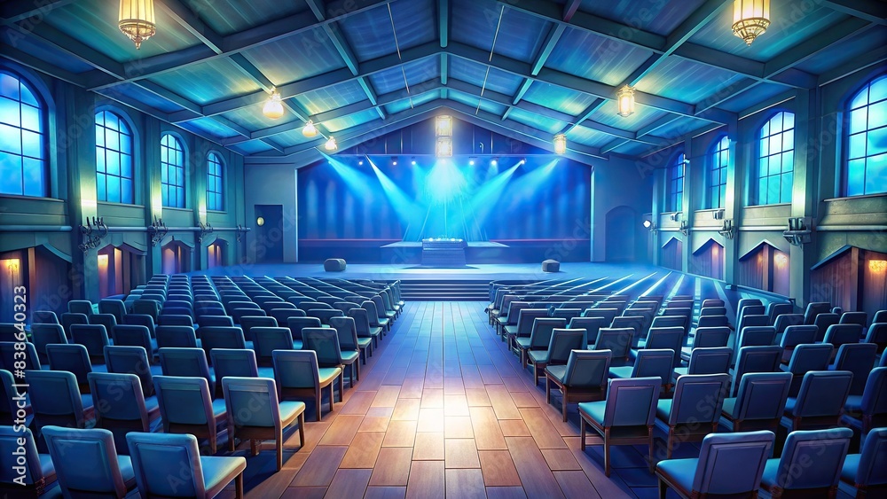 Modern school assembly hall, empty without children, super realistic 8K ...