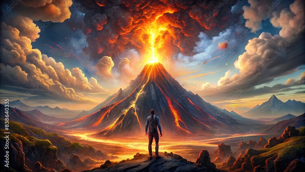 Fantasy of an erupting volcano in human form , erupting volcano, angry ...