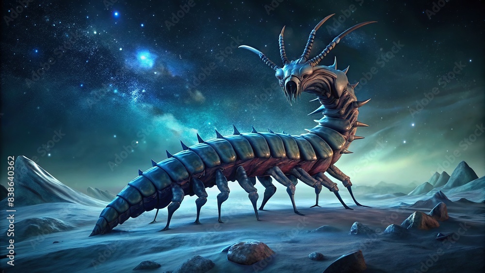 rendering of a giant prehistoric Arthropleura centipede , Arthropleura ...