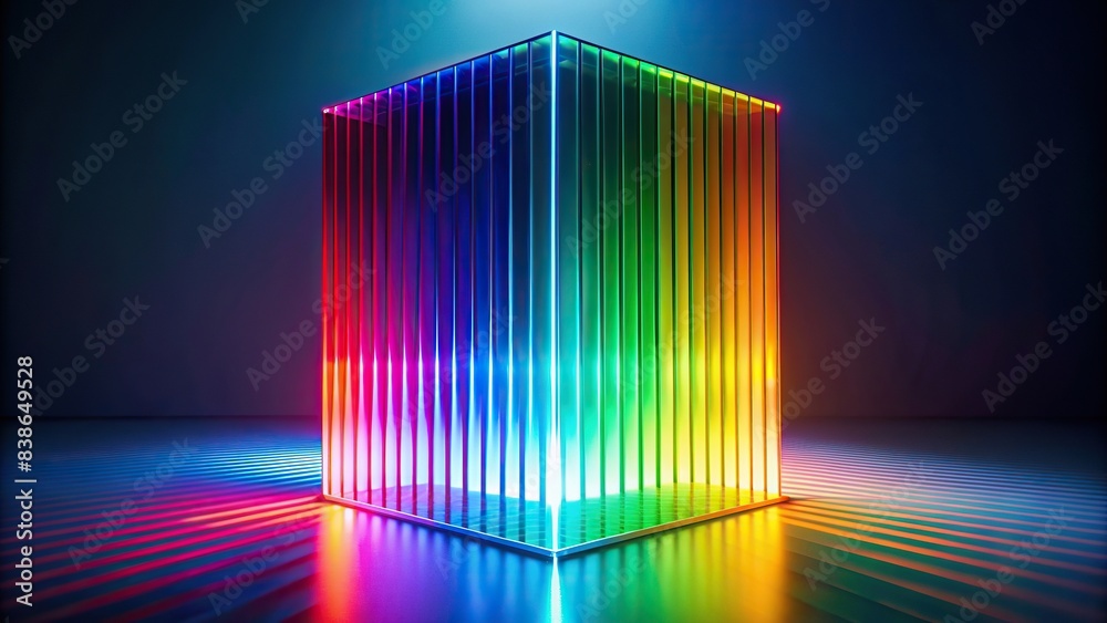 Radiant rainbow display of vertical prism with generative technology ...