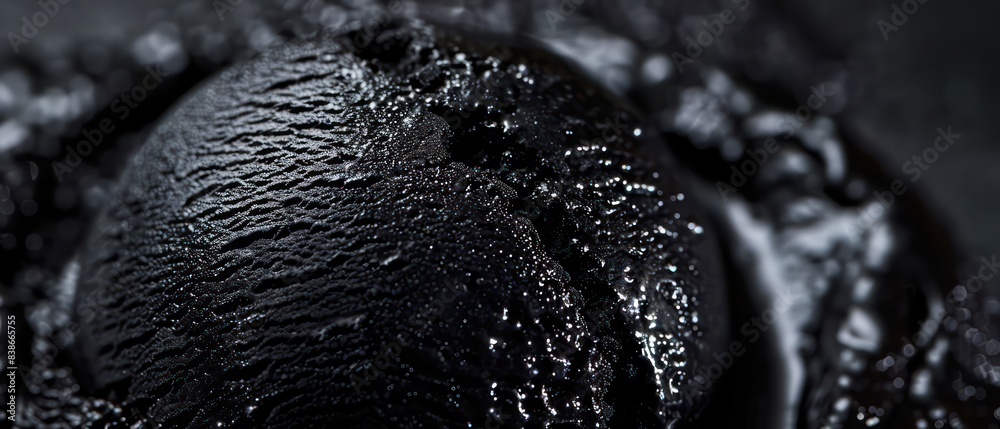 Soft black gelato with contrasting textures, featuring a velvety base ...