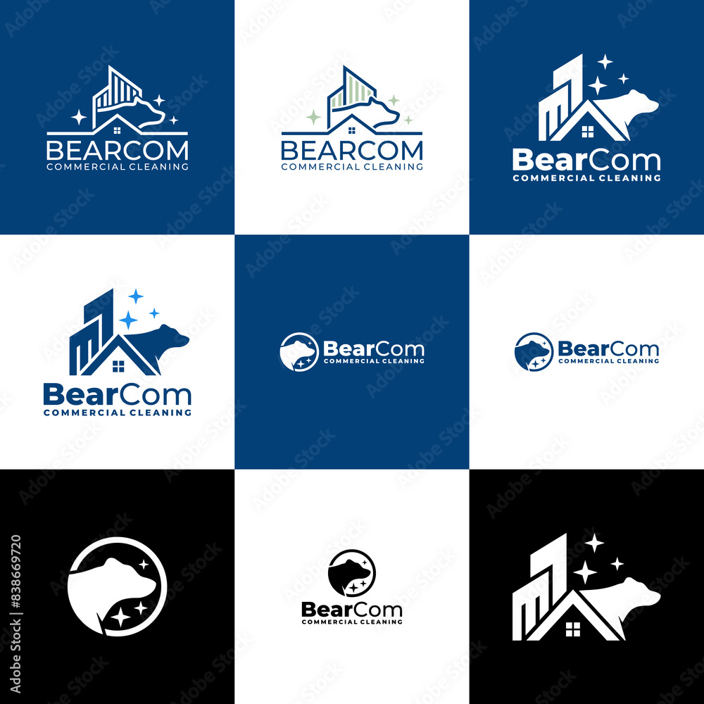 collection of cleaning service waste icon designs, bear logo, bear ...